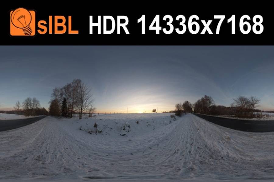 HDRI 093 Road Winter - Dusk Clear Sky - Professional HDRI | HDRI Hub