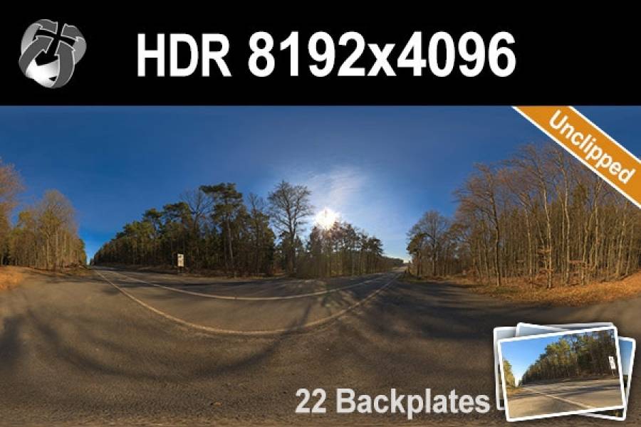 HDR 145 Rural Road with Clear Sky Plates - Professional HDRI | HDRI Hub