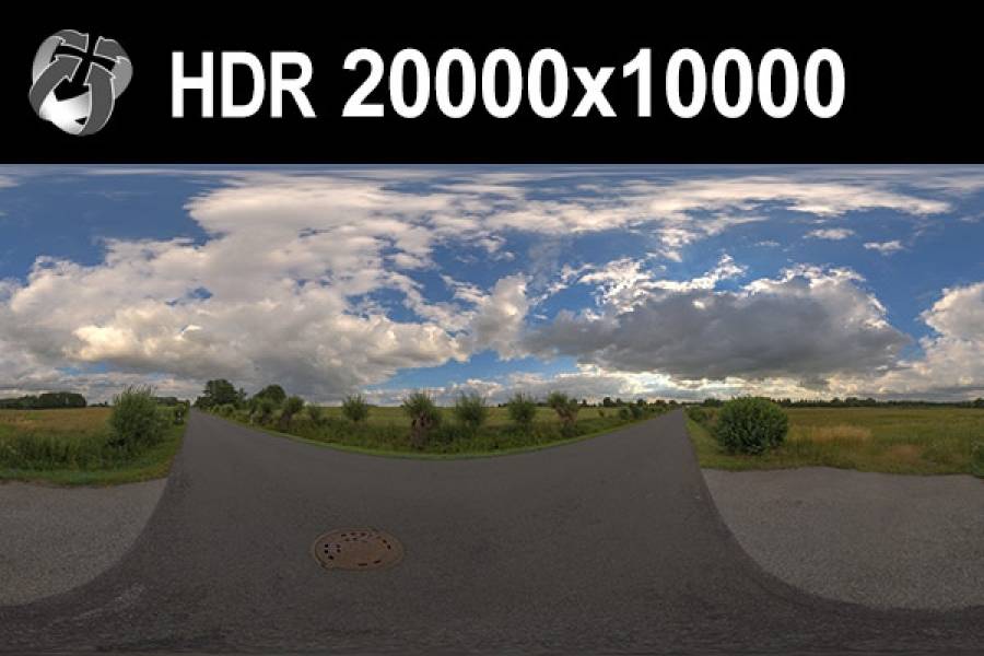 HDR 147 Rural Road Cloudy Sky 20k - Professional HDRI | HDRI Hub